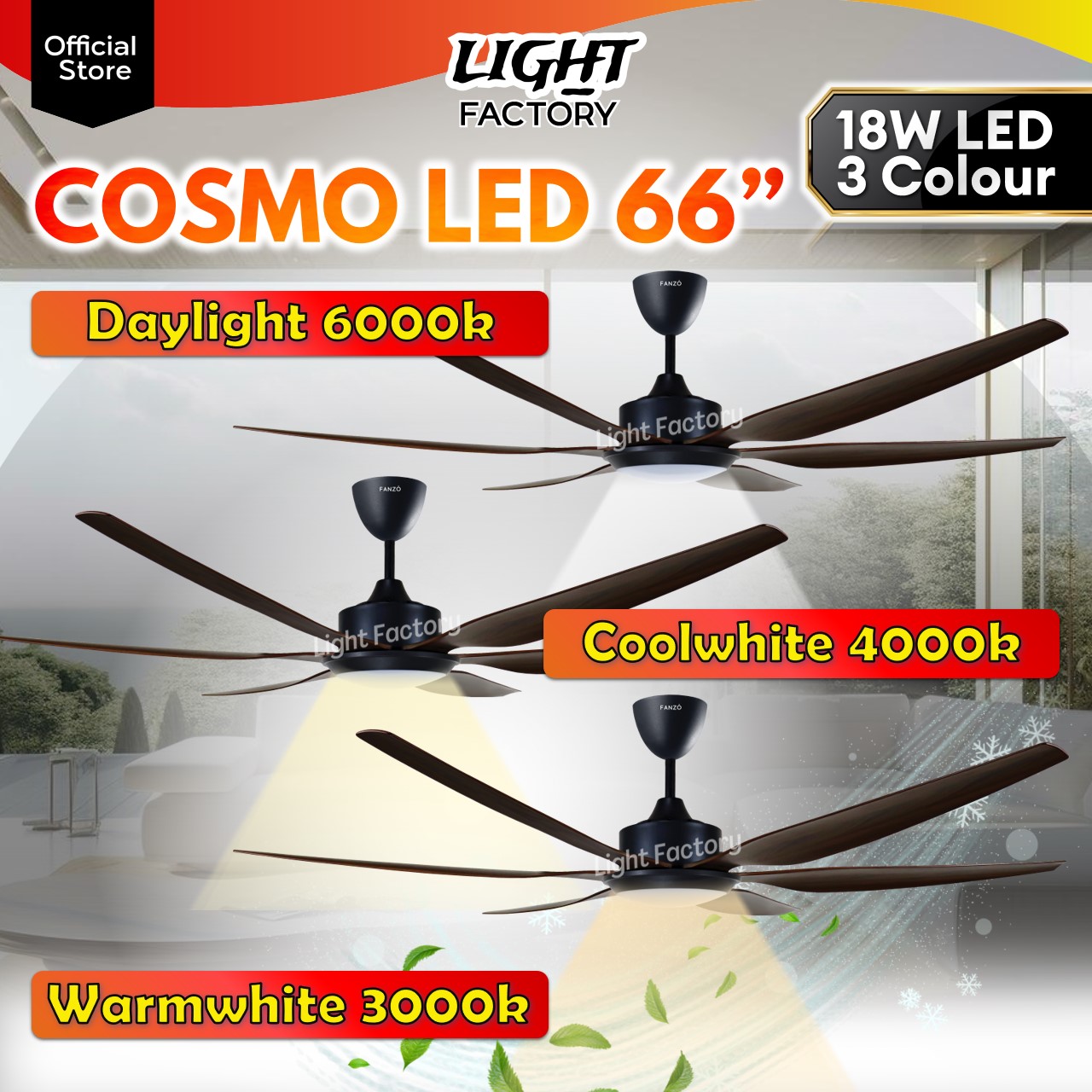 🔥NEW🔥FANZO COSMO LED 66'' 6 Blades 14 Speeds + TURBO with Remote ...