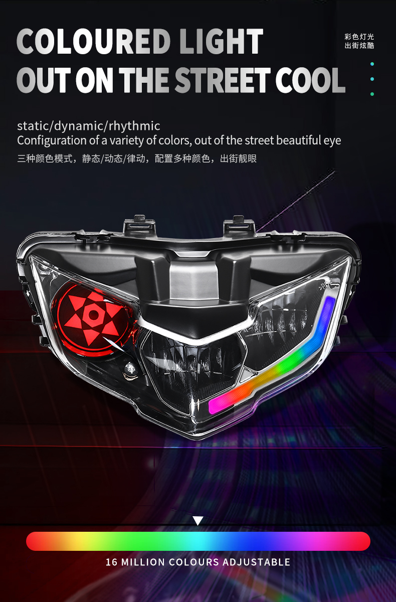 Lampu Depan Y15ZR V2 LC135 V8 New Headlight Front Lamp Sharingan Lamp APP Custom Plug And Play ...