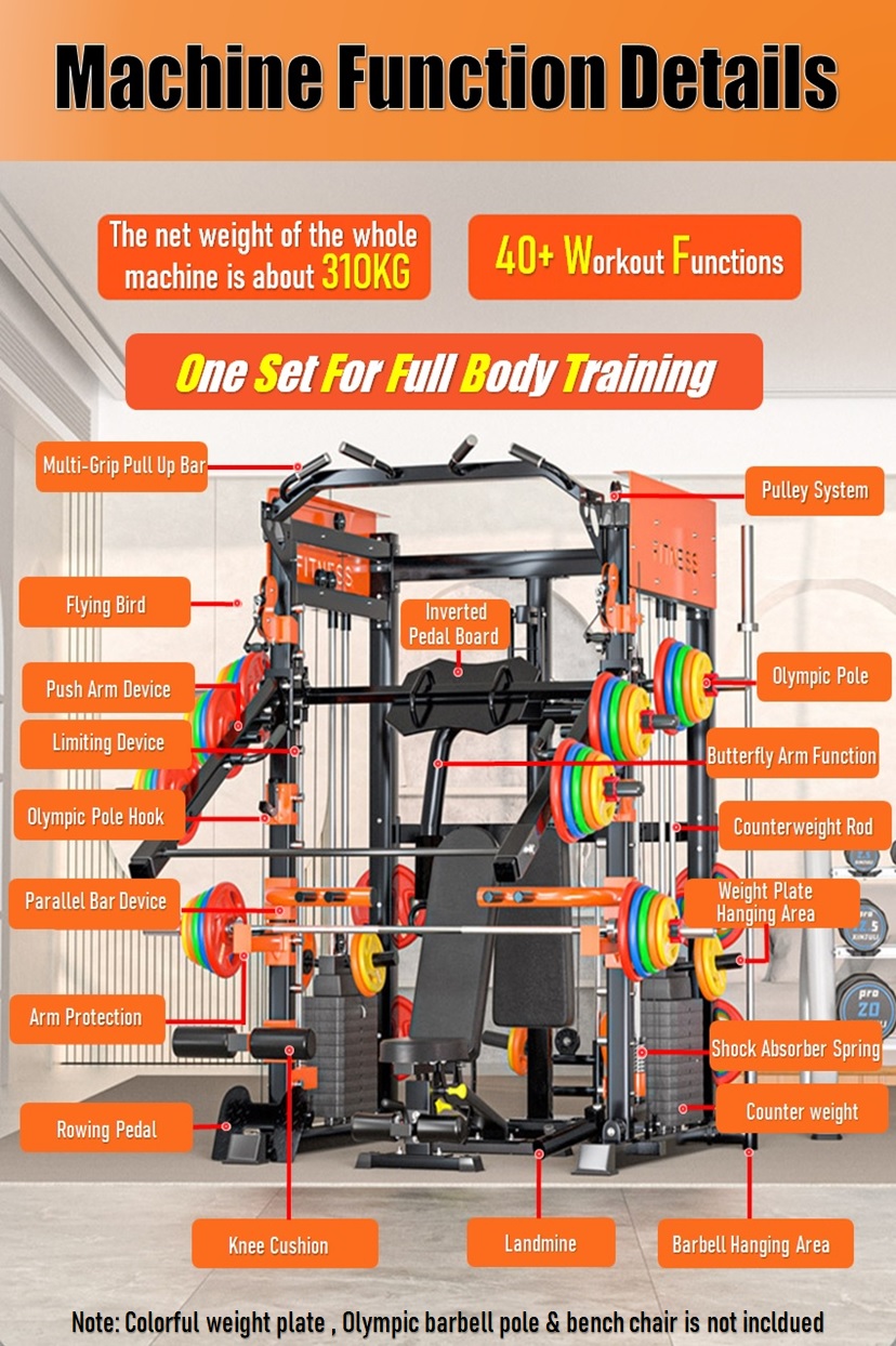 Commercial Grade Smith Machine Power Cage Rack Fitness Equipment Full ...
