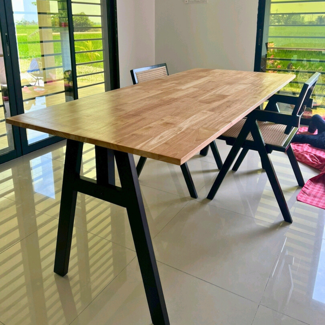 𝗫𝗭 Dining Table made of Rubberwood Solid Wood Table Office Table Meja ...