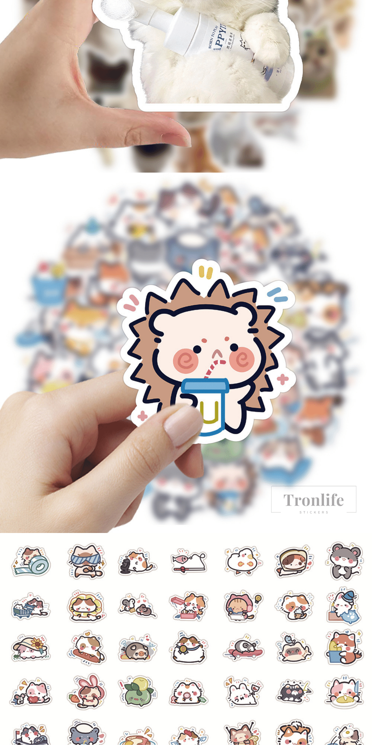 【Ready Stock】60Pcs/Set Cat stickers Cute and Realistic Kitten Insta ...