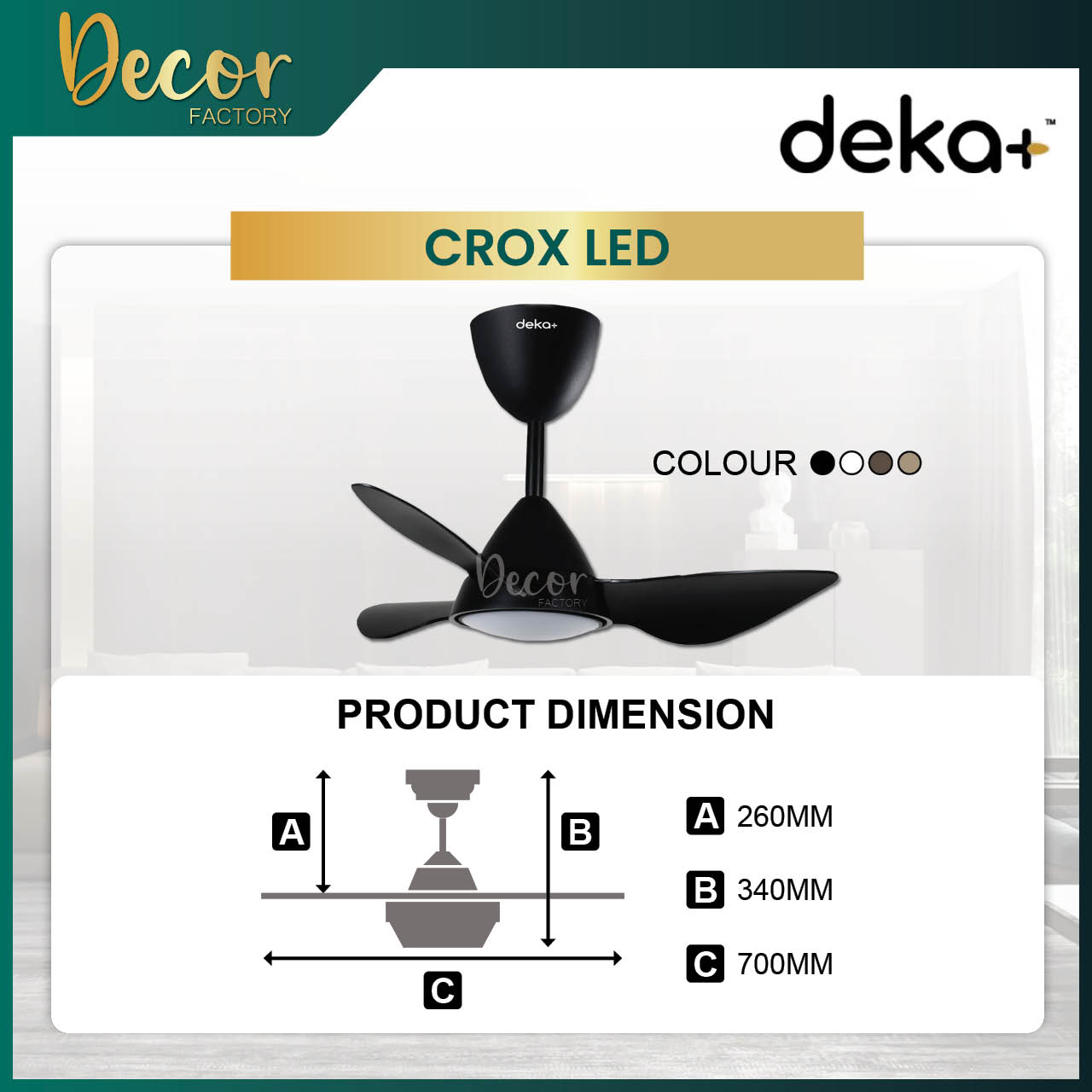 🔥NEW2024🔥 DEKA+ CROX LED 28'' 3 Blades 14 Speeds +TURBO Mode Remote ...