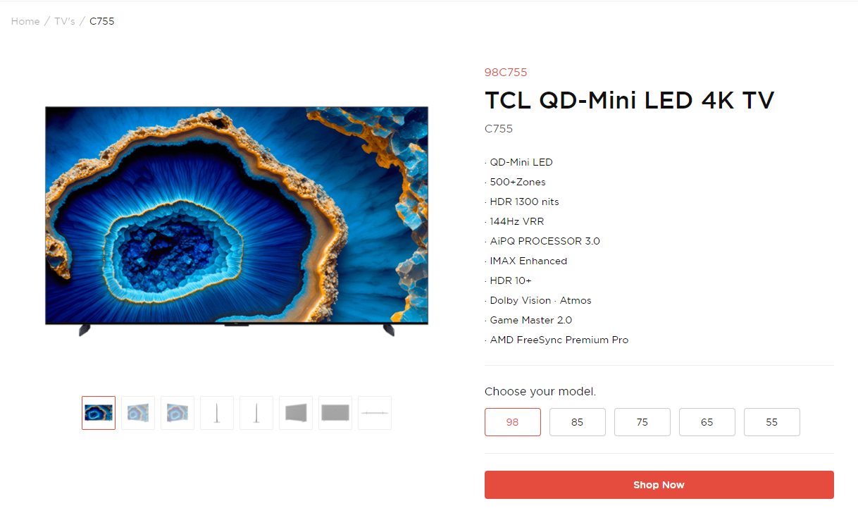 TCL 98 Inch TV OQ-Mini LED 4K 98C755 | Shopee Malaysia