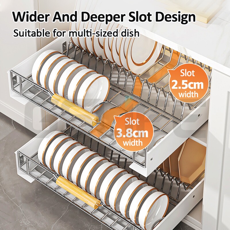 GSlife ⭐No Punching⭐Pull Out Dish Rack Stainless Steel Kitchen Plate ...