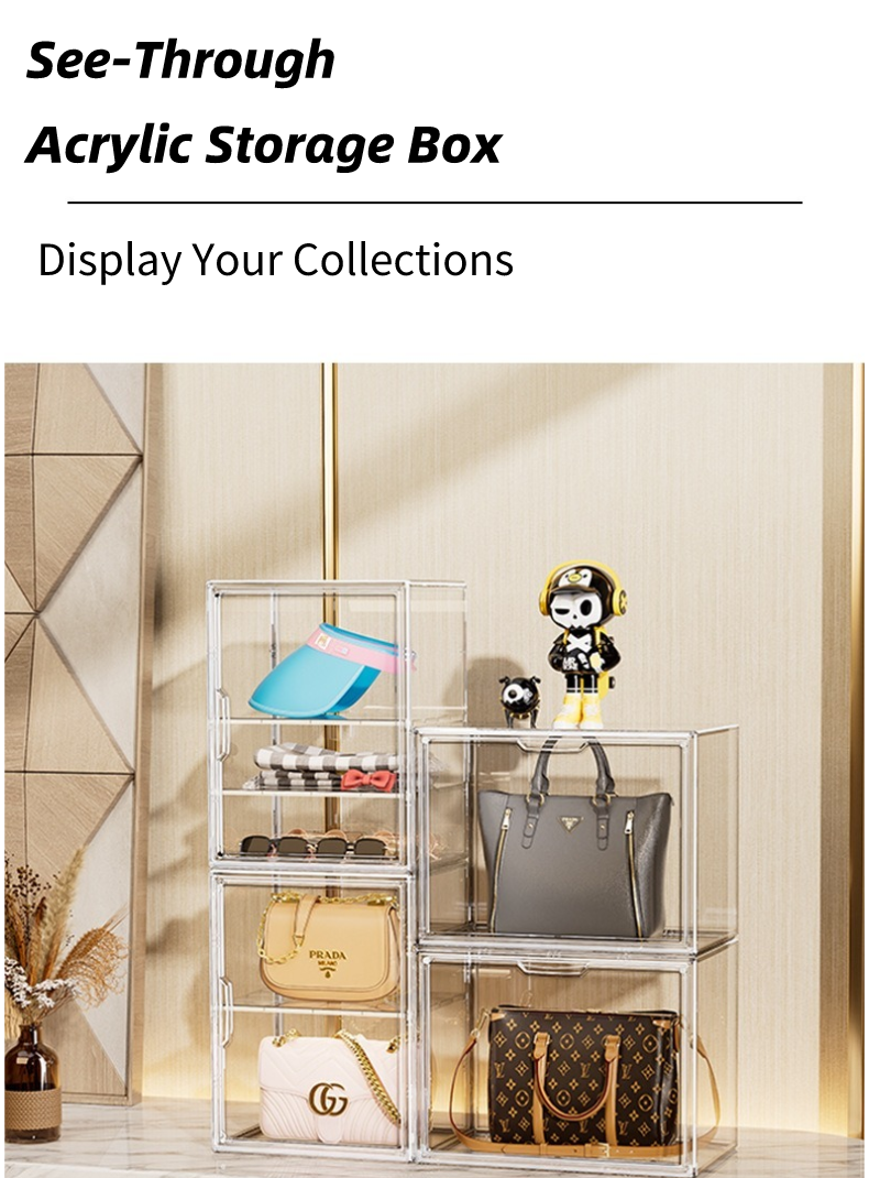 Acrylic Display Box Transparent Stackable Handbag Storage Box Storage ...