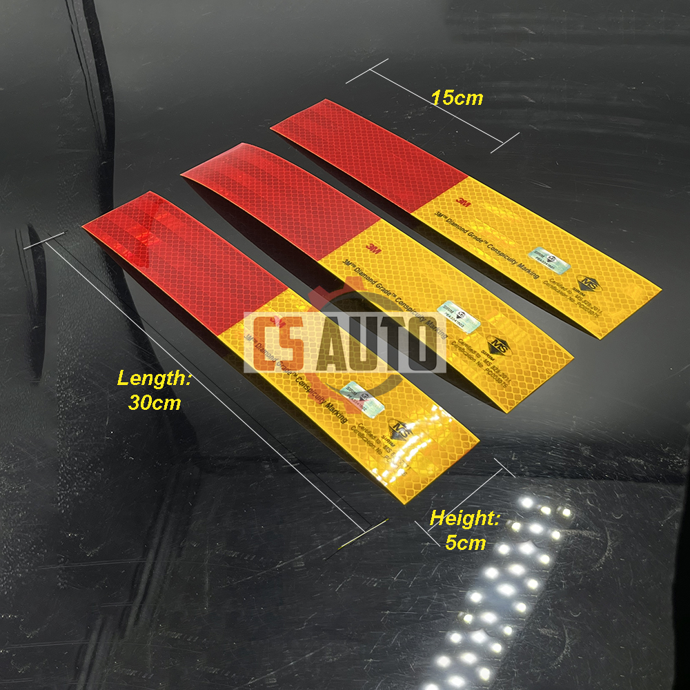 1pc 3M Original Sticker Merah Kuning Sekeping Pantulan Cahaya ...