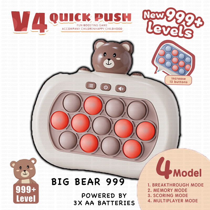 999 Level Quick Push Game Console Pop It Whack-A-Mole Electronic Toy ...