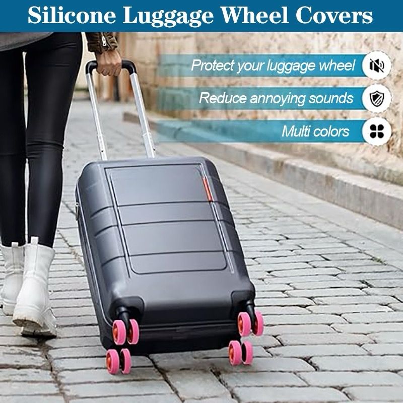 8pcs/set Anti-wear Luggage Wheels Protector Cover Elastic Silicone ...