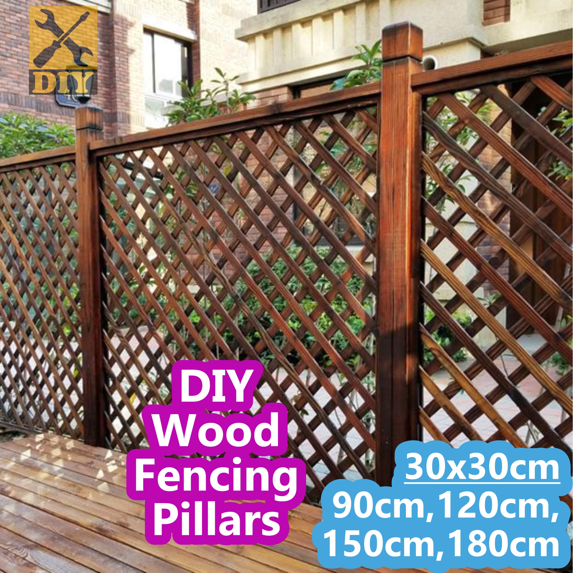 Pagar Kayu Wood Fencing Pillar Accessories Wood Partition Garden Fence ...
