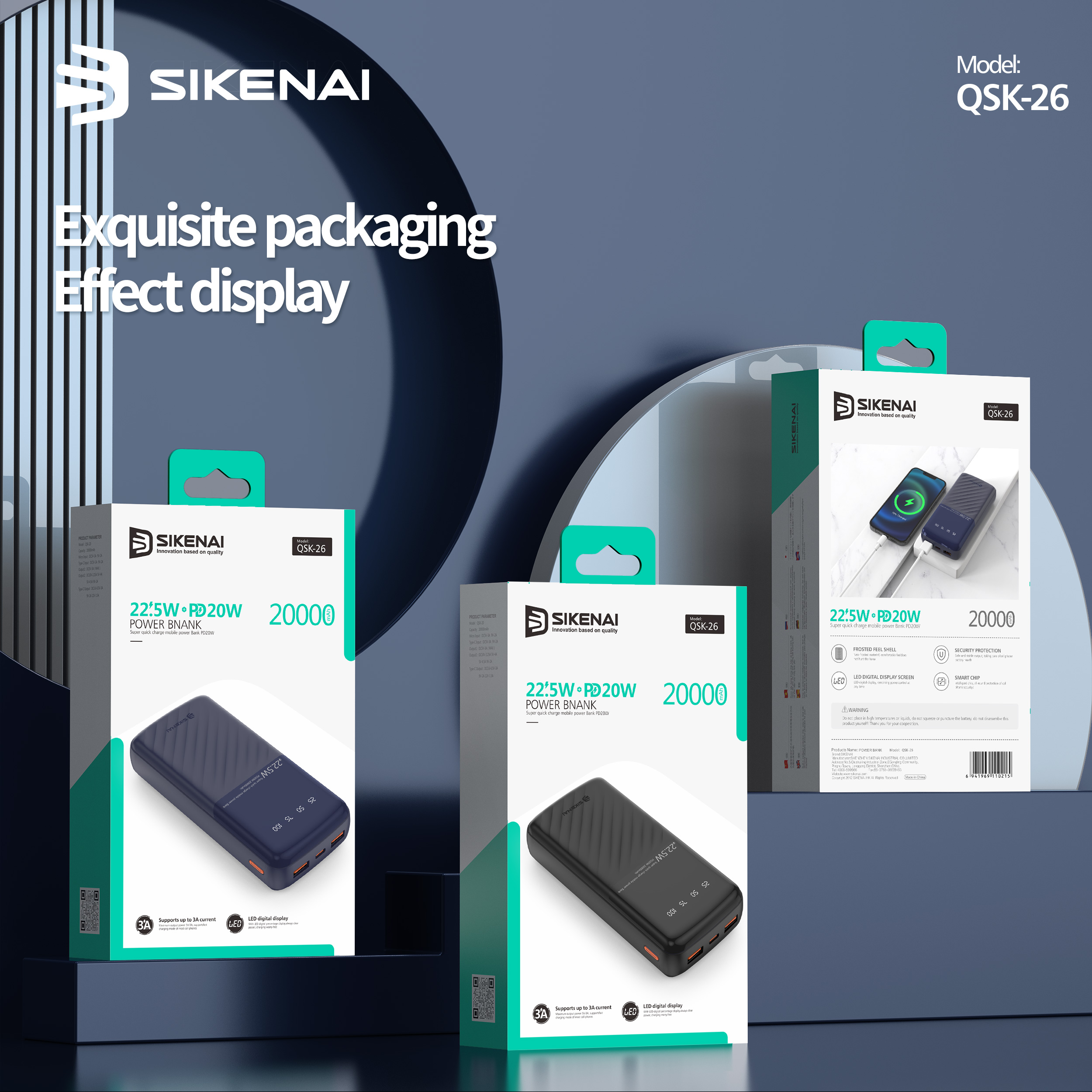 SIKENAI QSK-26 PD30W + 22.5W 20000mAhHigh Power Fast Charging Smart LED ...