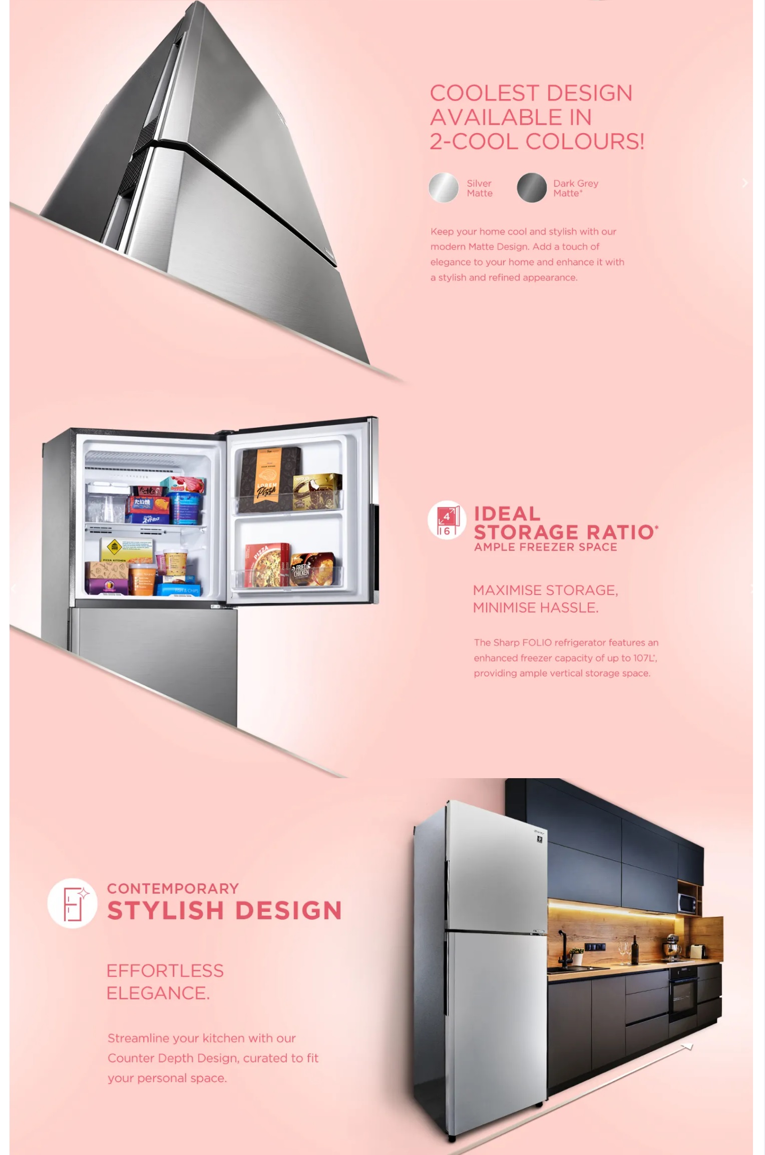 Sharp Folio Refrigerator 2 Door Inverter 280L 320L 380L 410L 440L ...