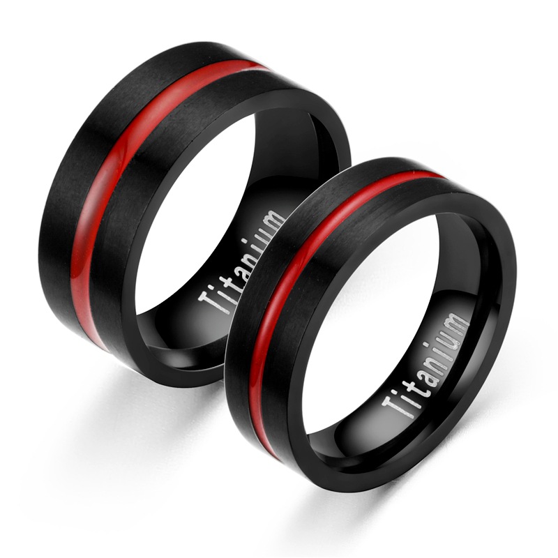 316L titanium steel black ring male rings female ring couple cincin ...