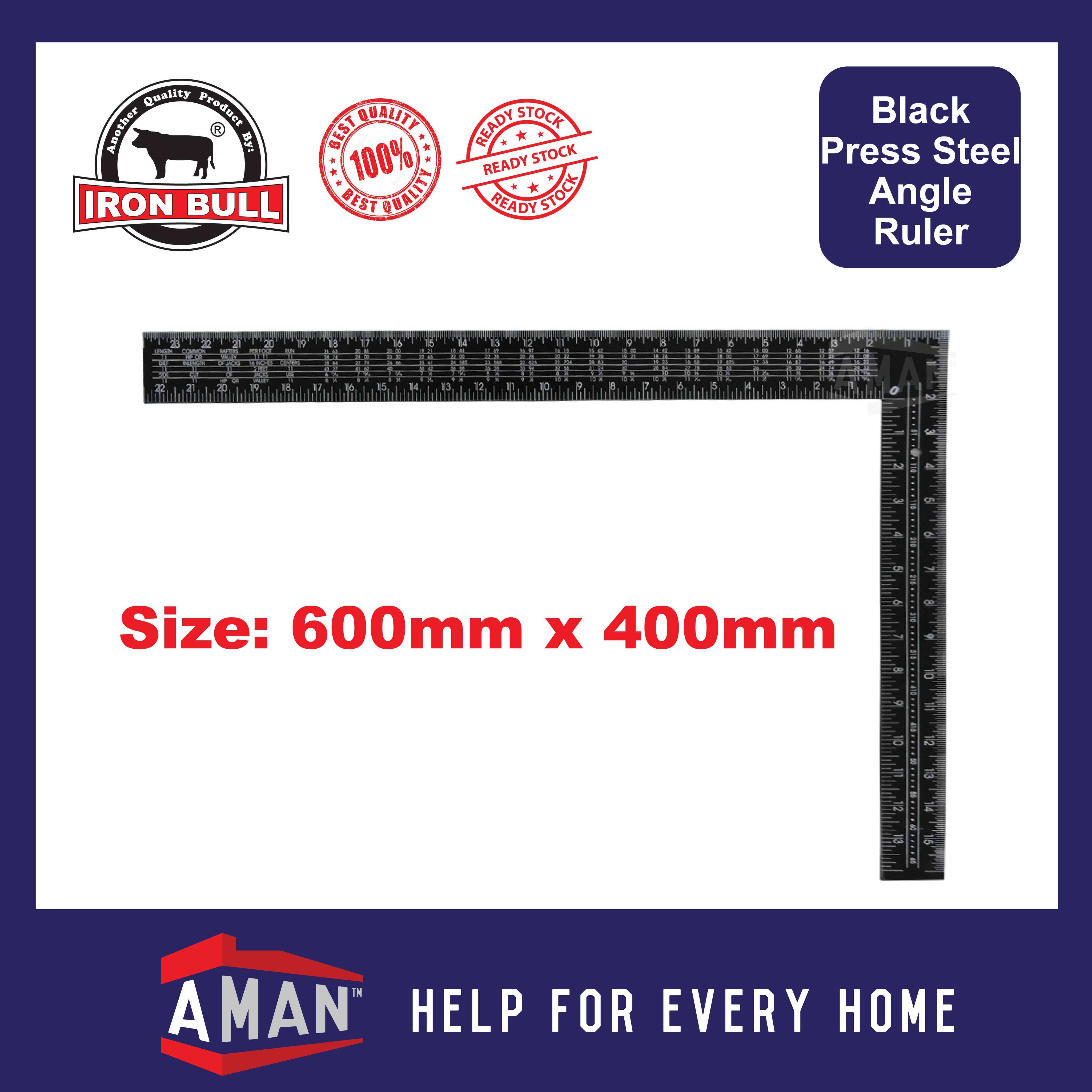 IRON BULL Black Press Steel Try Square L Square Angle Ruler L Ruler Angle L Ruler Pembaris ...