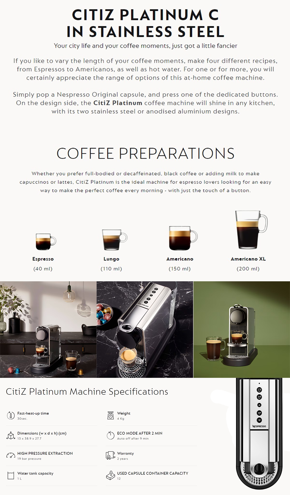 Nespresso CitiZ Platinum D140 (Titanium) Coffee Machine | ESH | Shopee ...