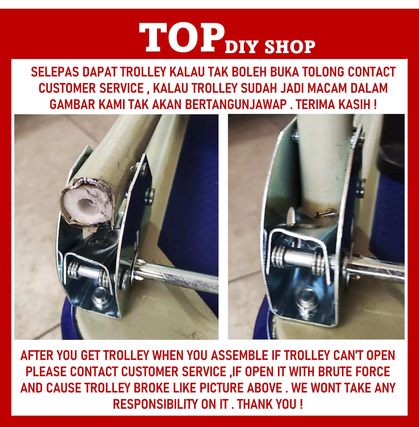 450Kg ABS Premium Trolley Heavy Duty Troli Barang Trolley Foldable ...