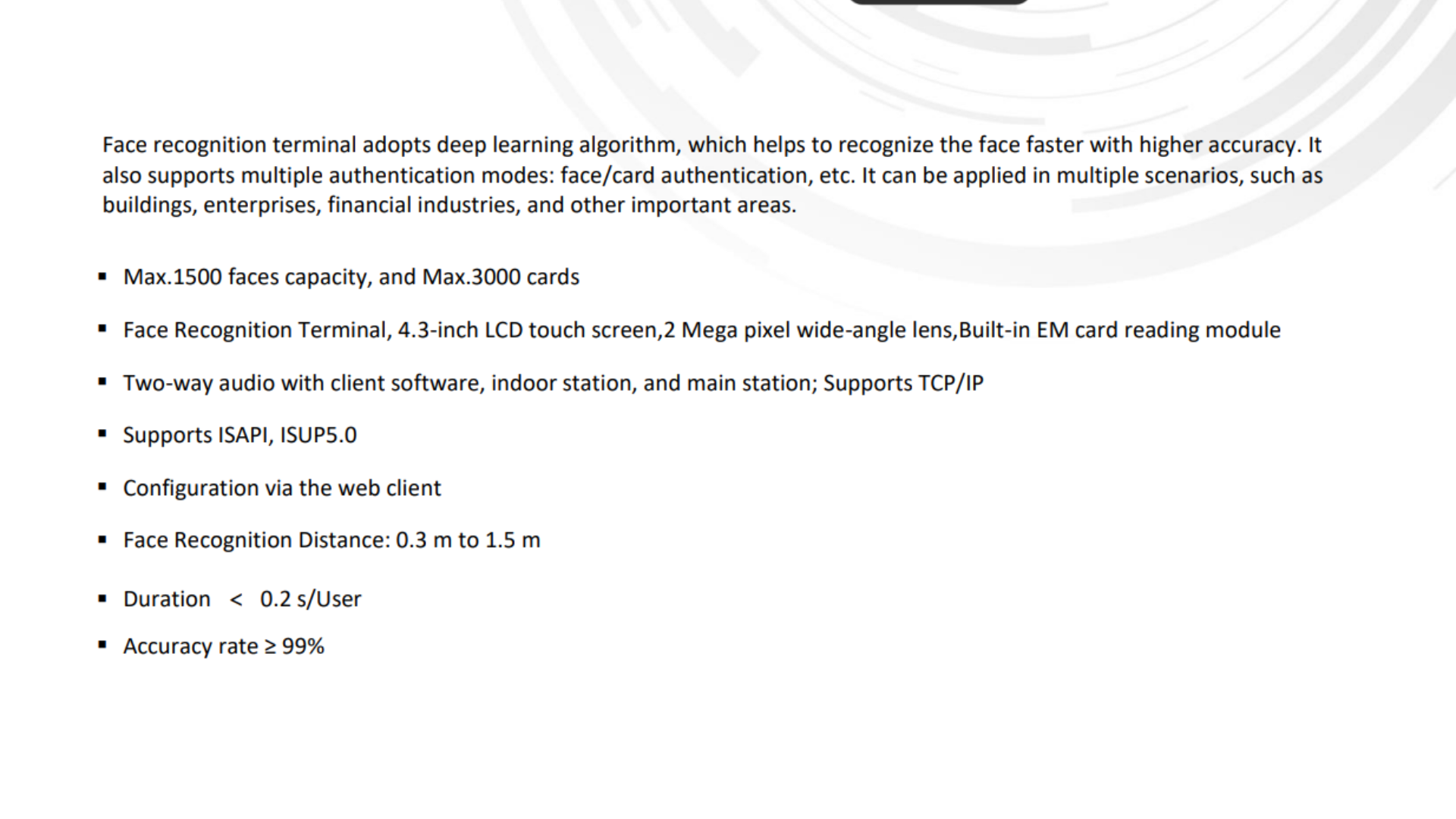 Hikvision Door Access Control Terminal Face RFID ID EM Card 2MP Camera ...