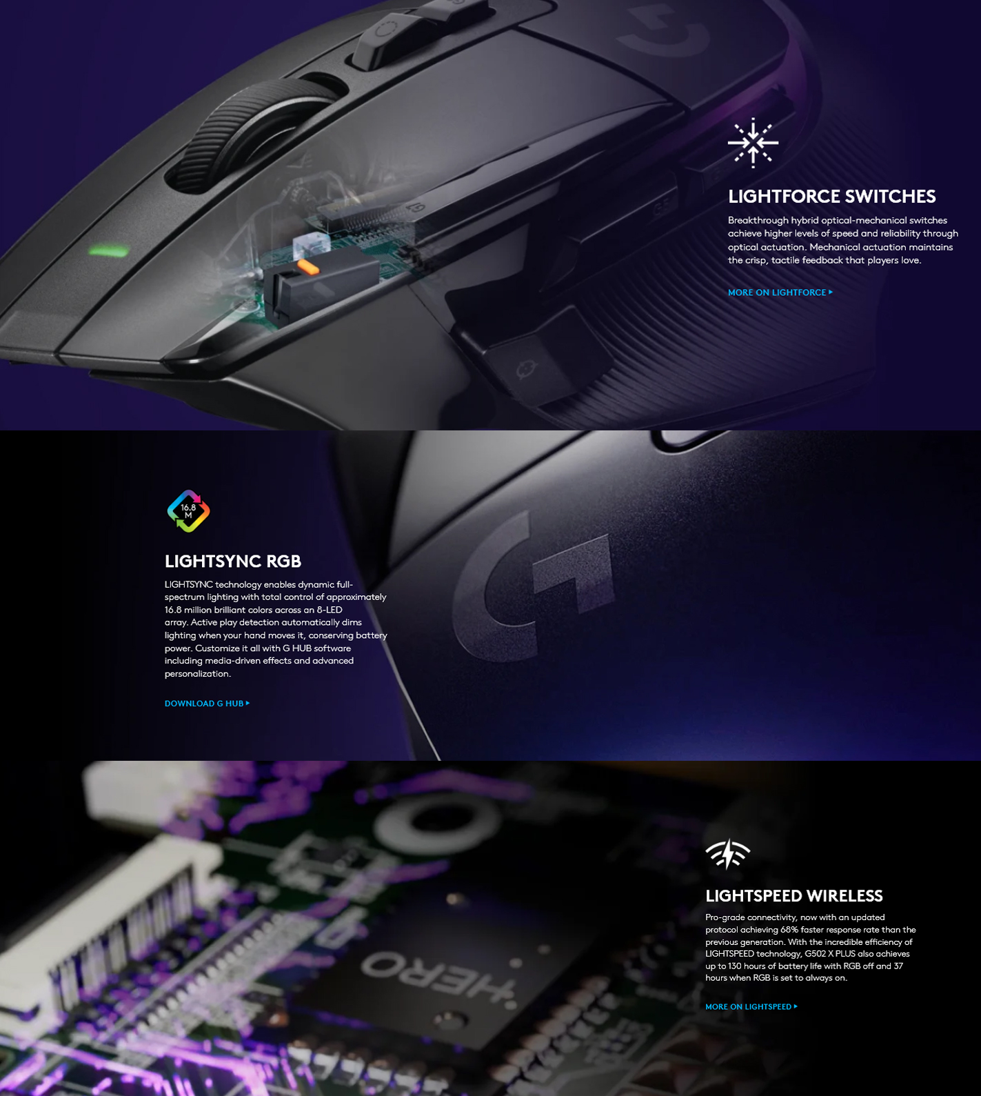 Logitech G502 X Plus LIGHTSPEED Wireless RGB Gaming Optical Mouse with ...