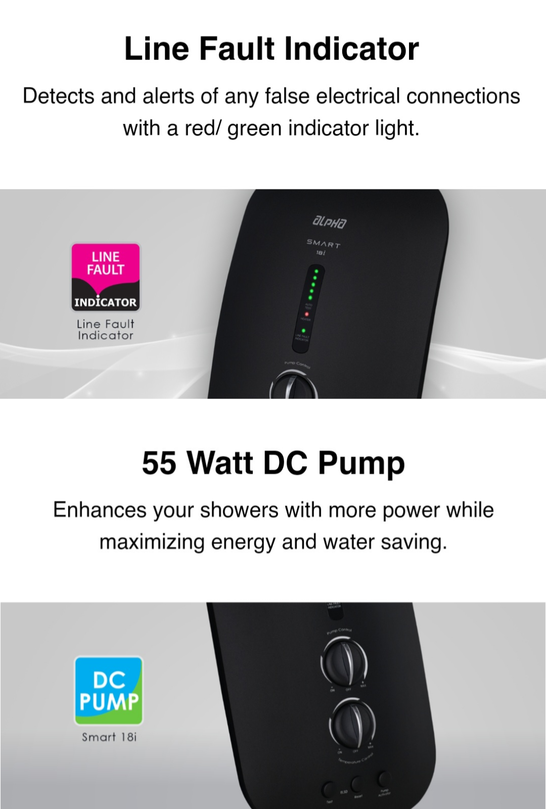 ALPHA SMART 18i/E Plus Rainshower DC Pump or Non Pump Instant Water ...