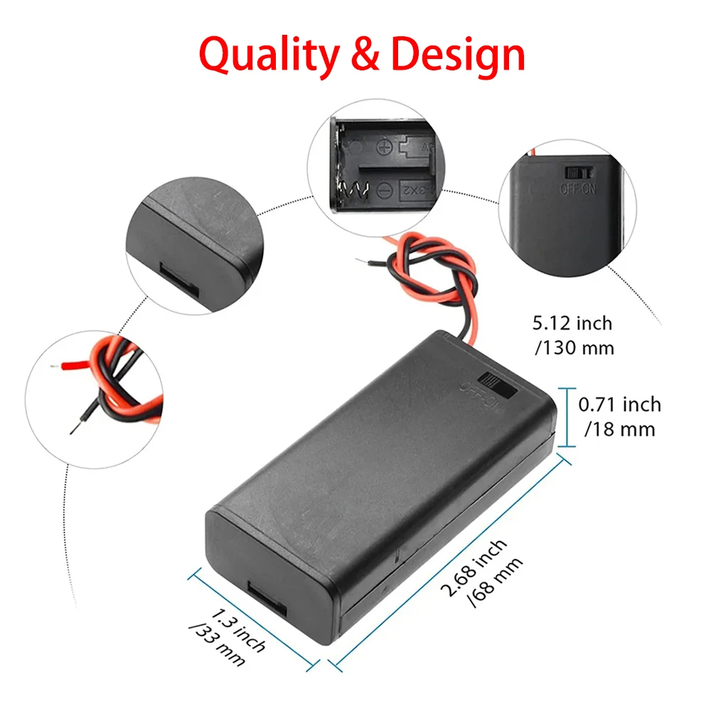 3V AA Battery Case Box 1 2 3 4 Slots AA LR6 HR6 Battery Holder Storage ...