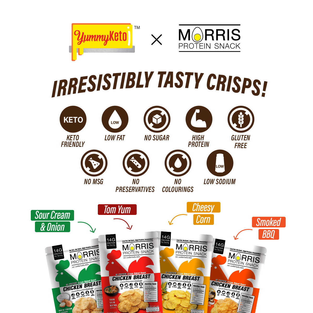 MORRIS Protein Snack Crispy Baked Chicken Chips 16g Keto Snacks [HALAL ...