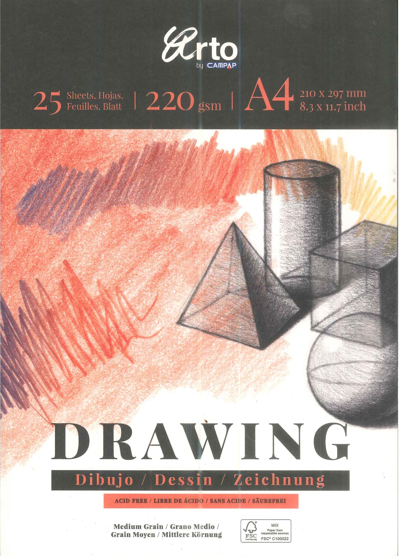 arto by CAMP-AP Drawing Pad 25'sheet 220gsm ( CR 37834 A4 SIZE / CR ...