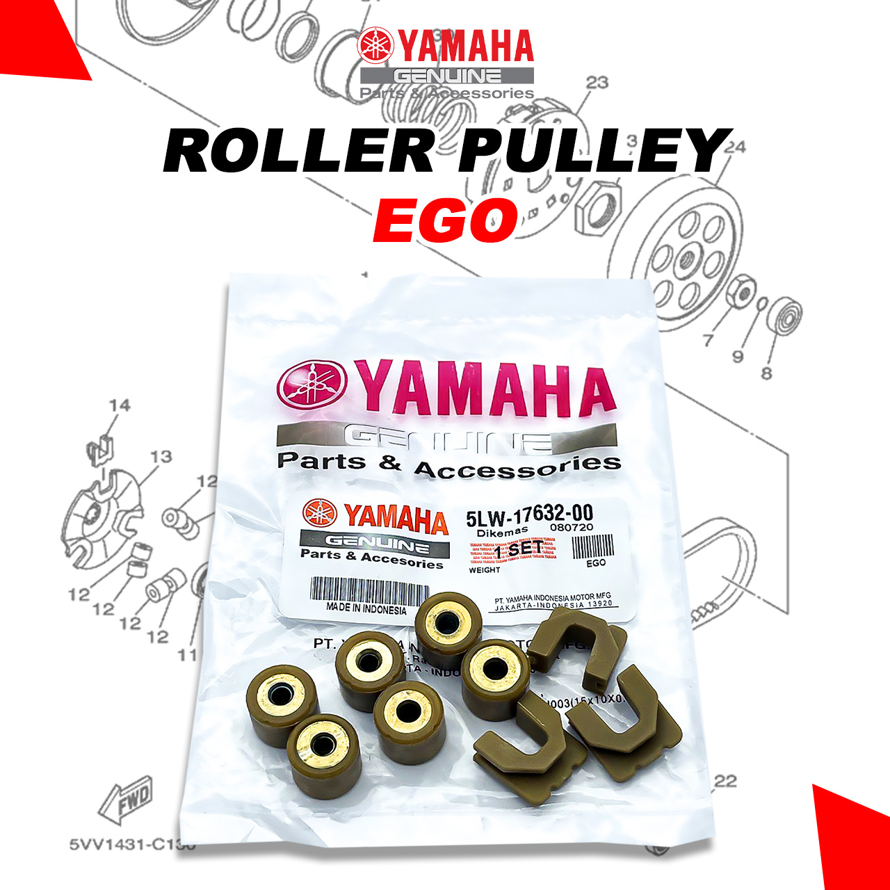 ROLLER FRONT PULLEY SET YAMAHA EGO/EGOS/NOUVO/NOUVOS/EGOS FI/NVX155 CLUTCH AUTO PULEY ROLLER ...