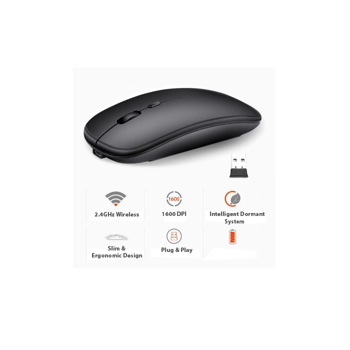 Wireless 2.4Ghz Receiver Optical Rechargeable Mouse USB for PC Laptop ...