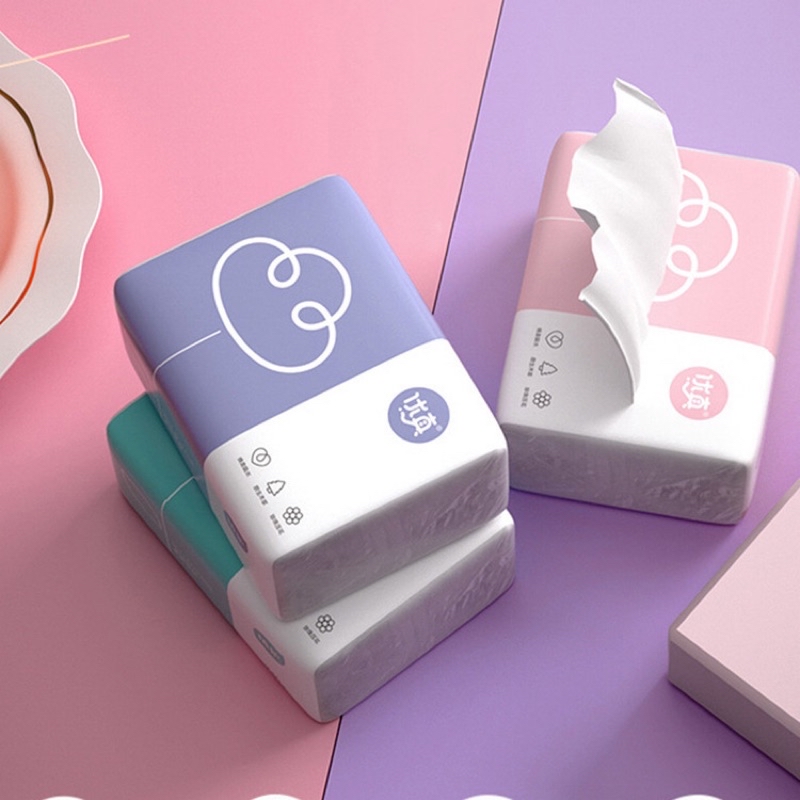 【60/100pulls*4ply/Pack】 Cheerful Colour Facial Tissue 植护原木抽纸四层加厚压花纸巾 ...