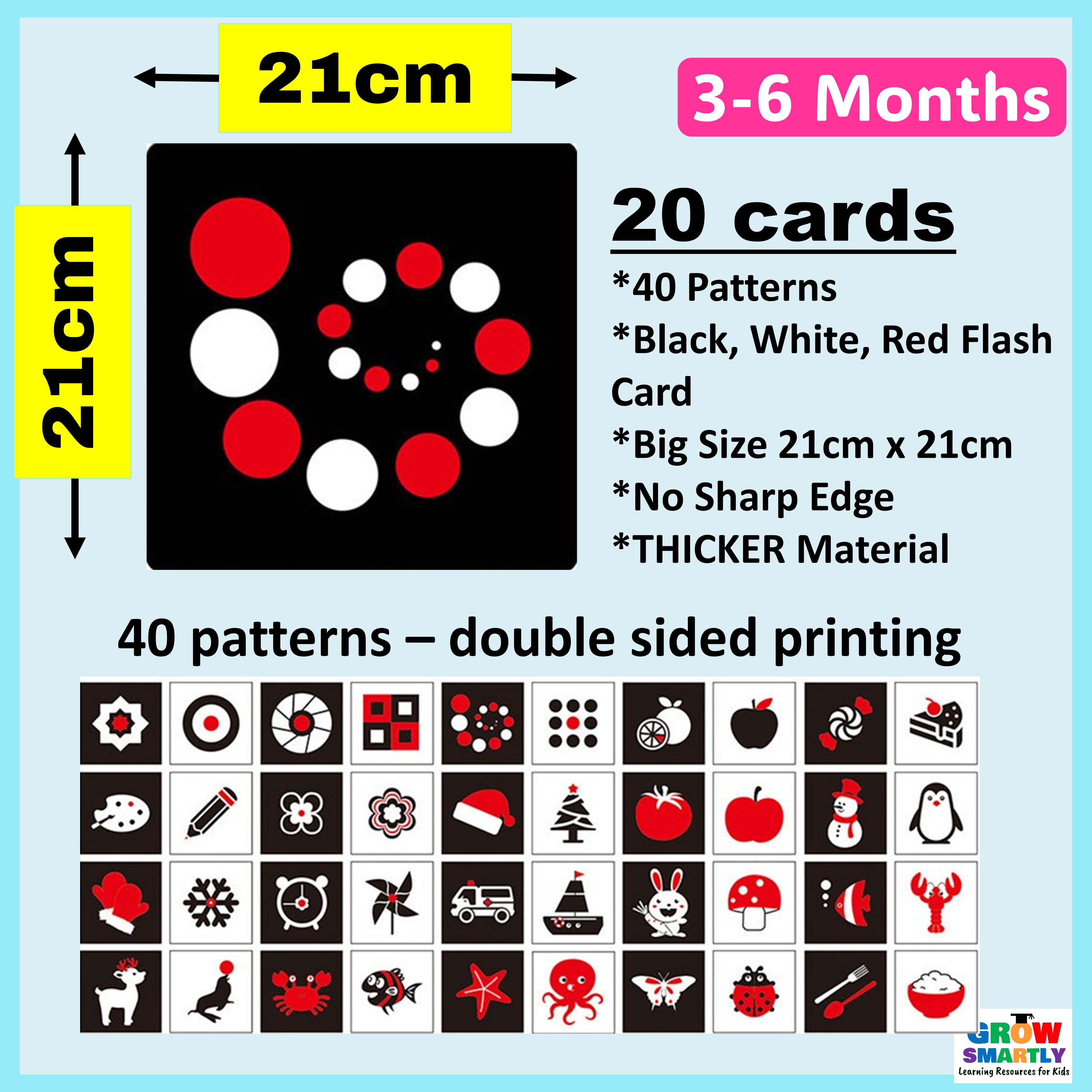 Baby Flash Card Big Flash Card for Baby Black White Card Newborn Toys 0 ...