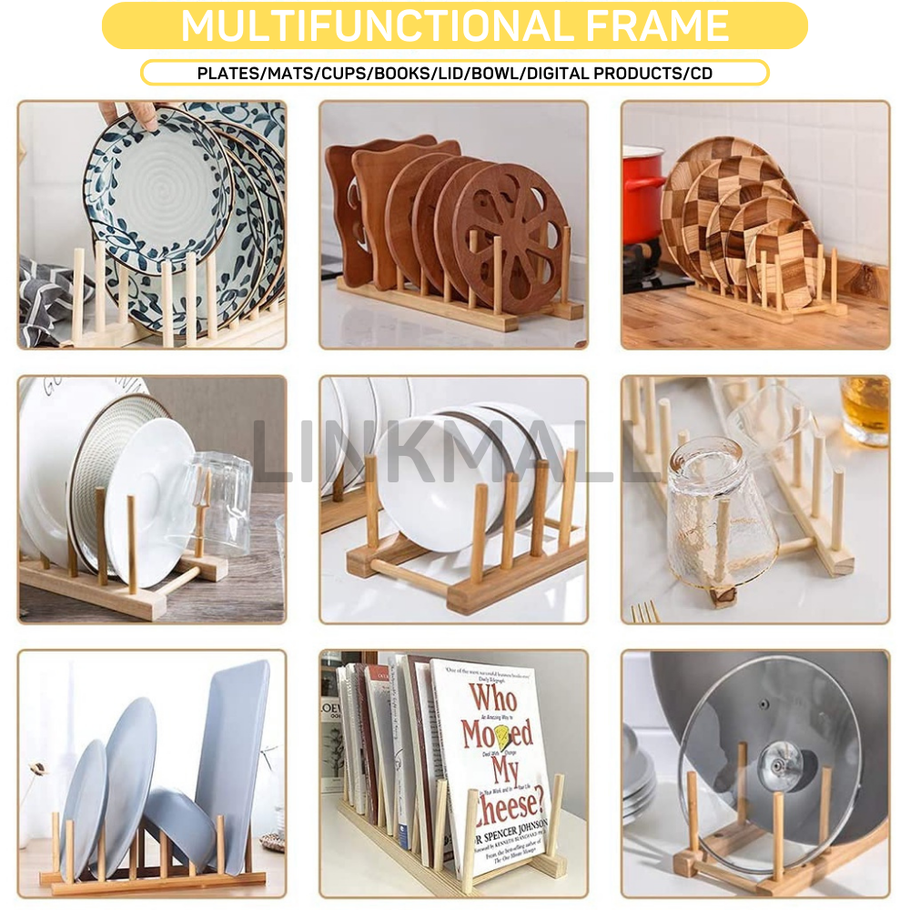 Link Wooden Dish Rack Dish Drainer Bamboo Rack Rak Pinggan&Mangkuk ...