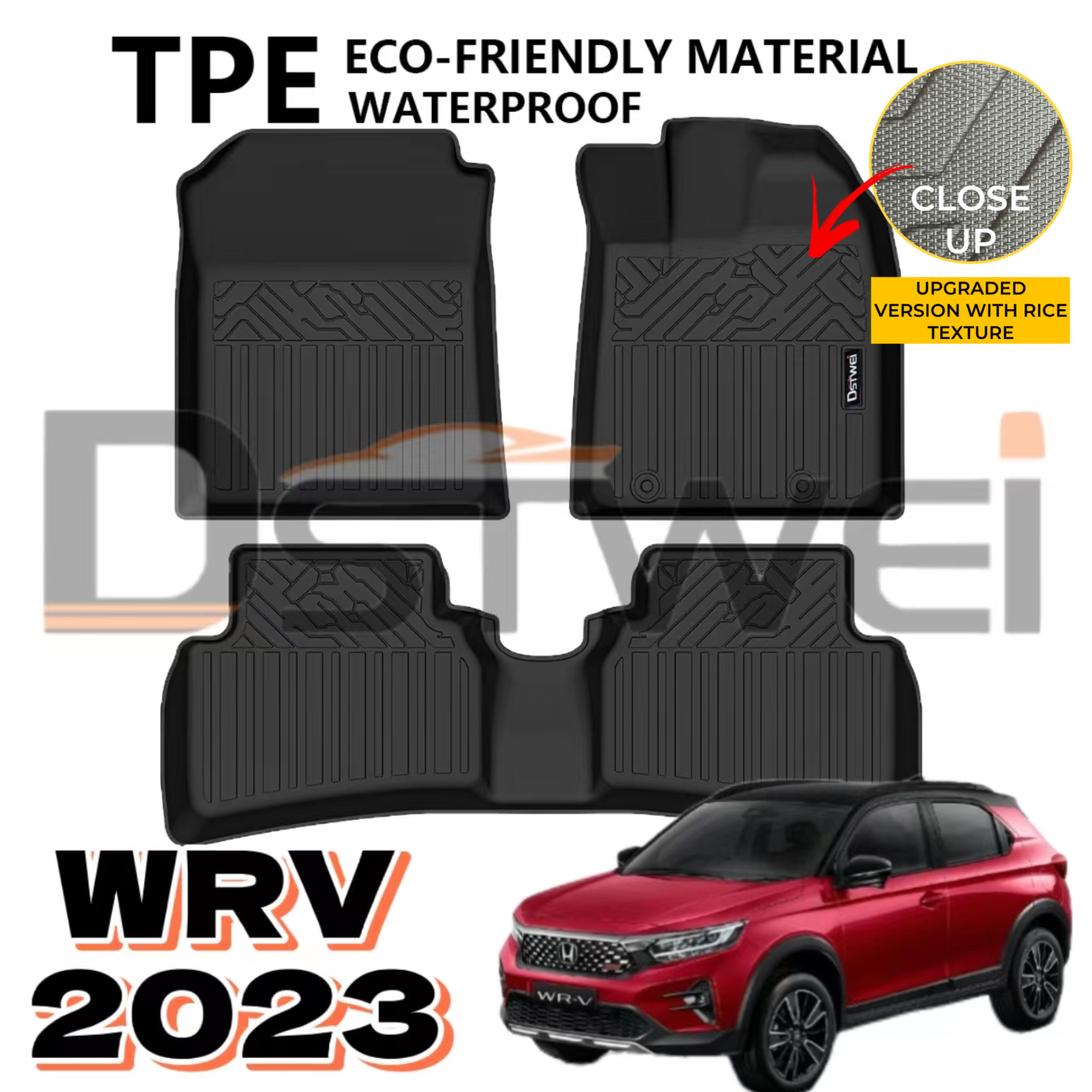 (DSTWEI) TPE Car Mat Car Carpet Karpet Kerete TPE compatible for Vios ...