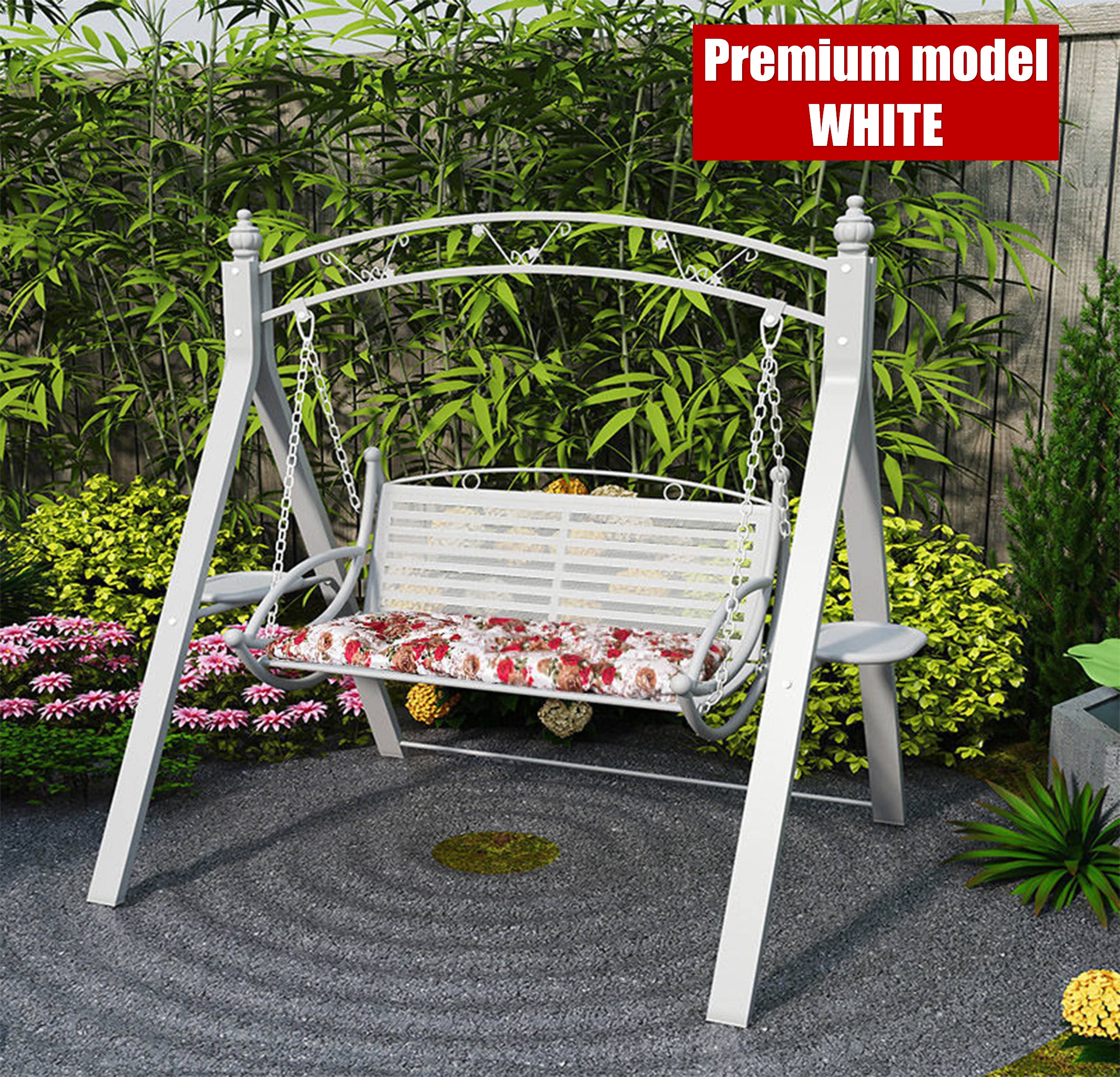 Swing Outdoor Courtyard Balcony Garden Iron Art Swing Chair Buaian Bed ...