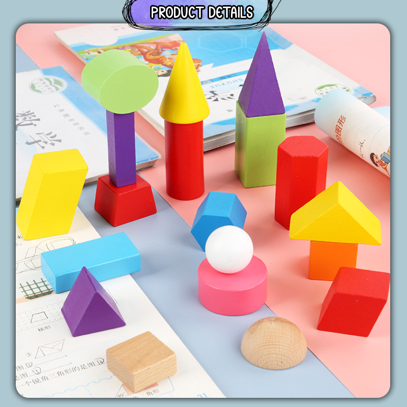 [Little B House] Math Manipulatives Geometric Shapes Wooden Building ...