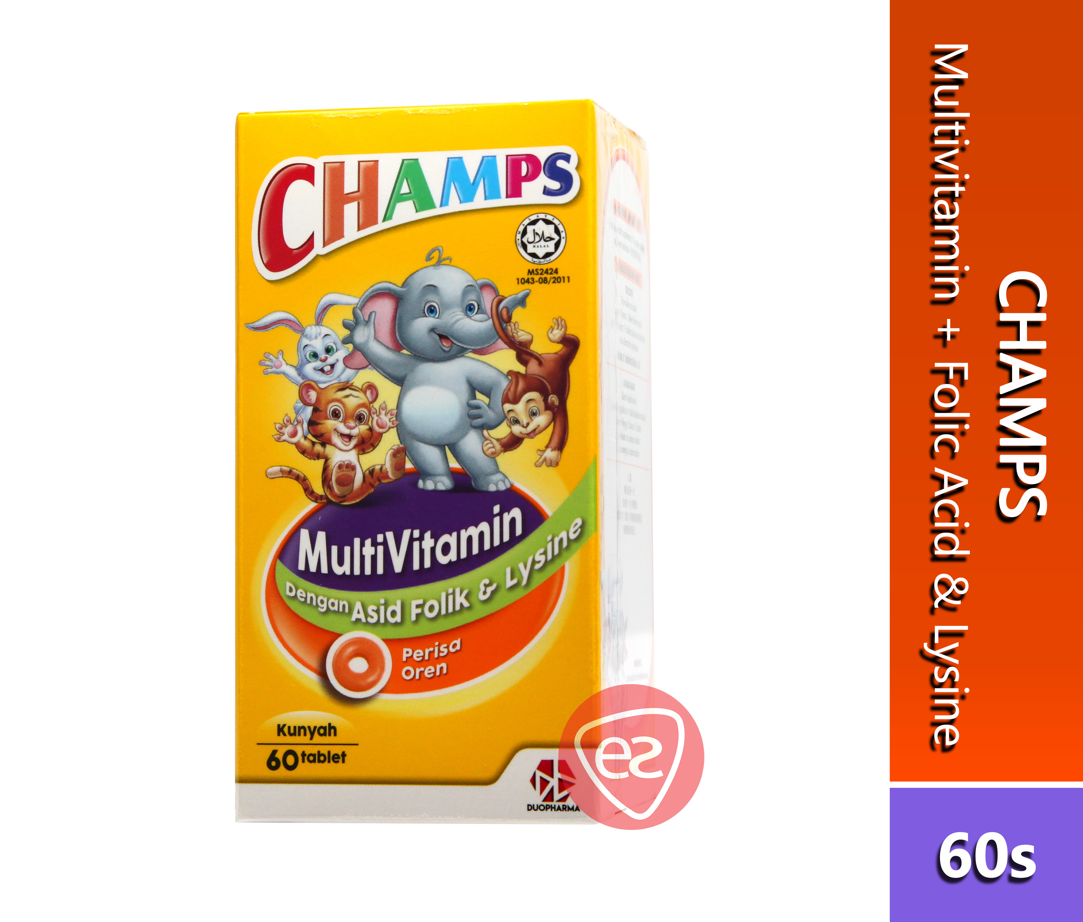 Champs Multivitamin Plus Folic Acid & Lysine Chewable Tablet (Orange ...