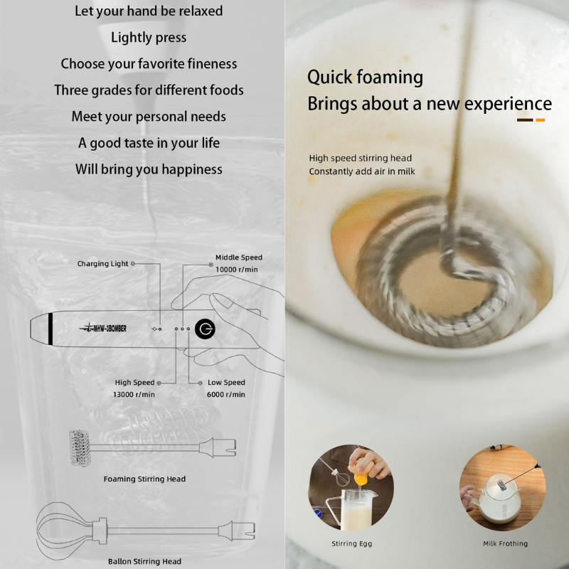 MHW-3BOMBER Powerful Milk Frother Foam Machine Stainless Steel Electric ...