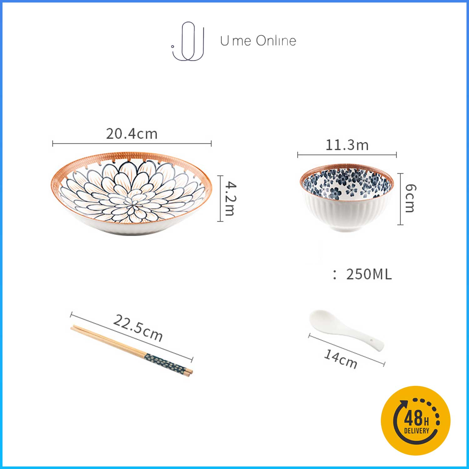 U.me Bohemian Style Rice Bowl Porcelain Bowl Mangkuk Ceramik Hadiah ...