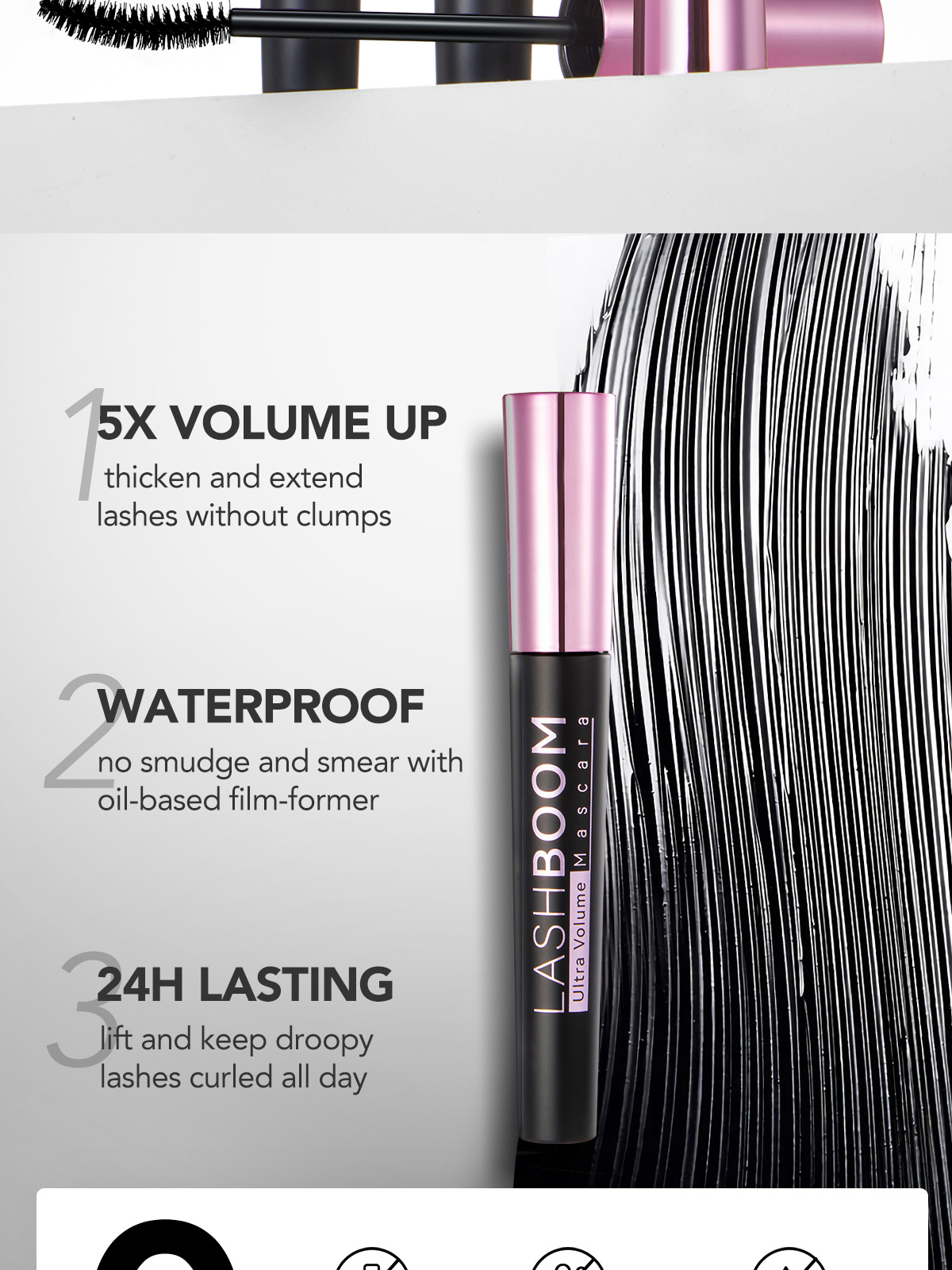 YOU Lashboom Ultra Volume Mascara 24h Lasting 5×Volume Up Waterproof Smudgeproof 8g | Shopee ...