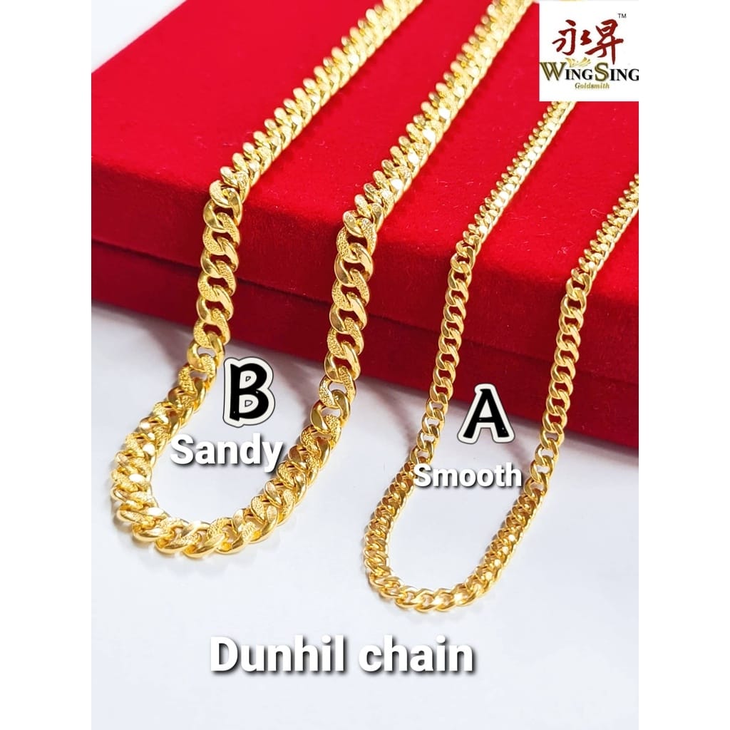 Wing Sing Rantai Leher Pasir Licin Kosong Bajet Fesyen Emas 916/ 丁沙空心项链 ...