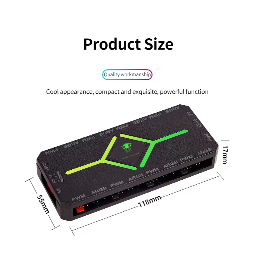 Jungle Leopard ARGB Hub ( 5V 3PIN ARGB + 4 Pin PWM ) PC Case CPU Fan ...