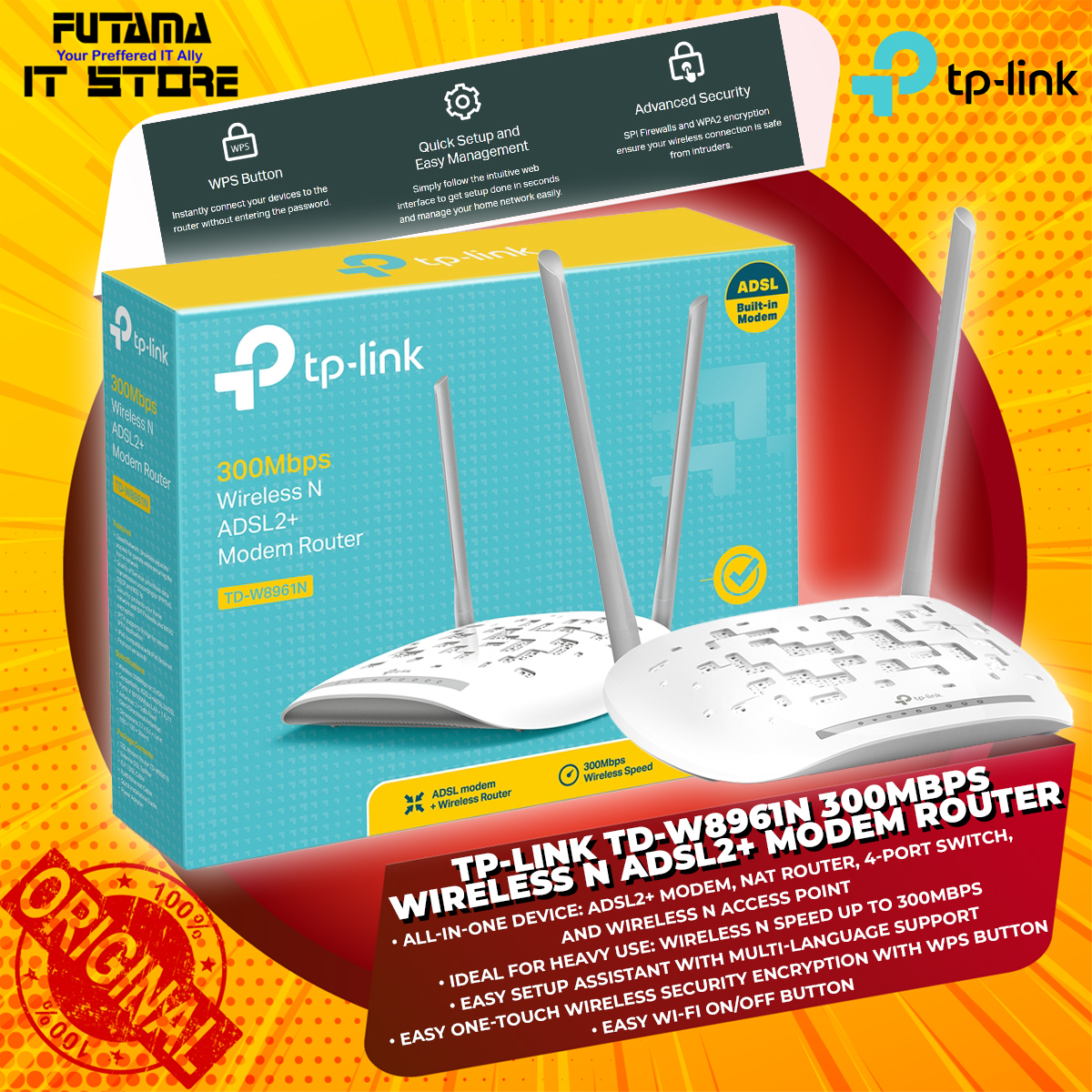TP-Link TD-W8961N - 300Mbps Wireless N ADSL2+ Modem Router | Shopee ...