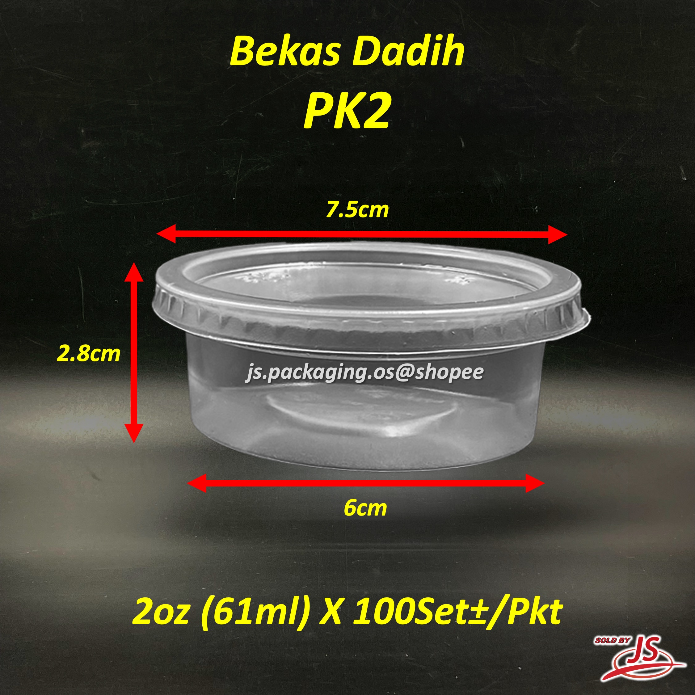 BENXON EC Bekas Dadih Jelly 100Pcs Small Round Container with Lids 2oz ...