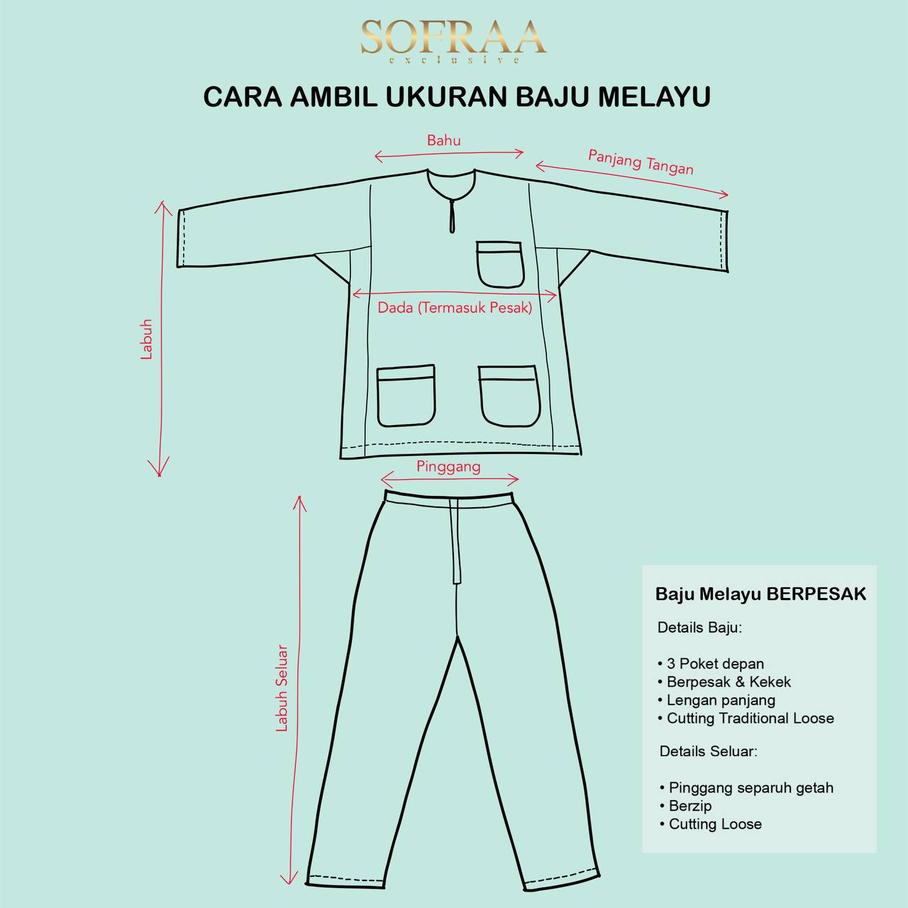XS to L- Baju Melayu Teluk Belanga Dewasa Berpesak Traditional.Baju ...