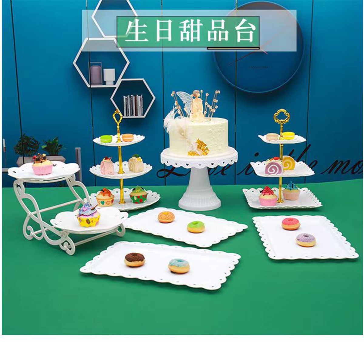 Dessert Table Decoration SetPlastic Snack Rack 2Layers Birthday Cupcake ...