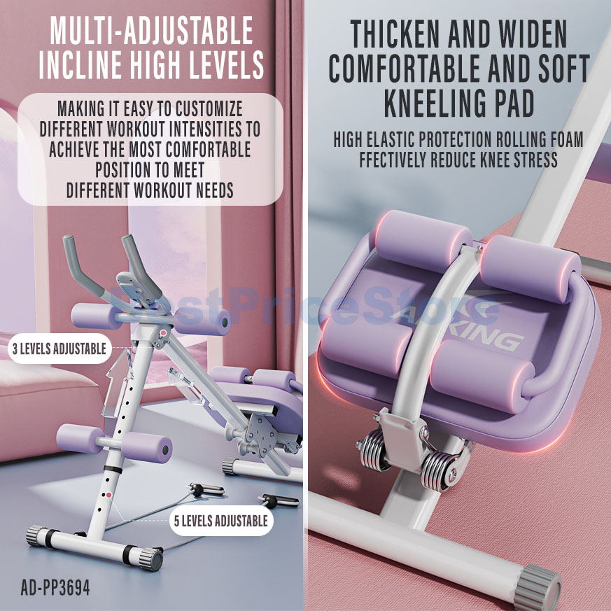 BPS 2in1 Foldable Power Plank Sit Up Ab Tummy Trimmer Roller Shaper ...