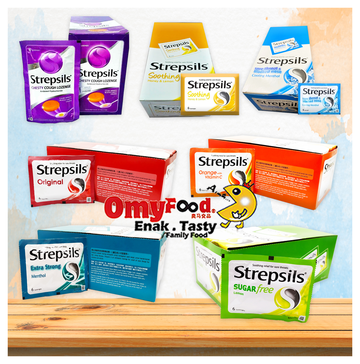 24 x 8/24 x 6(1box) Strepsils Candy [Chesty Cough/Soothing Honey&Lemon ...