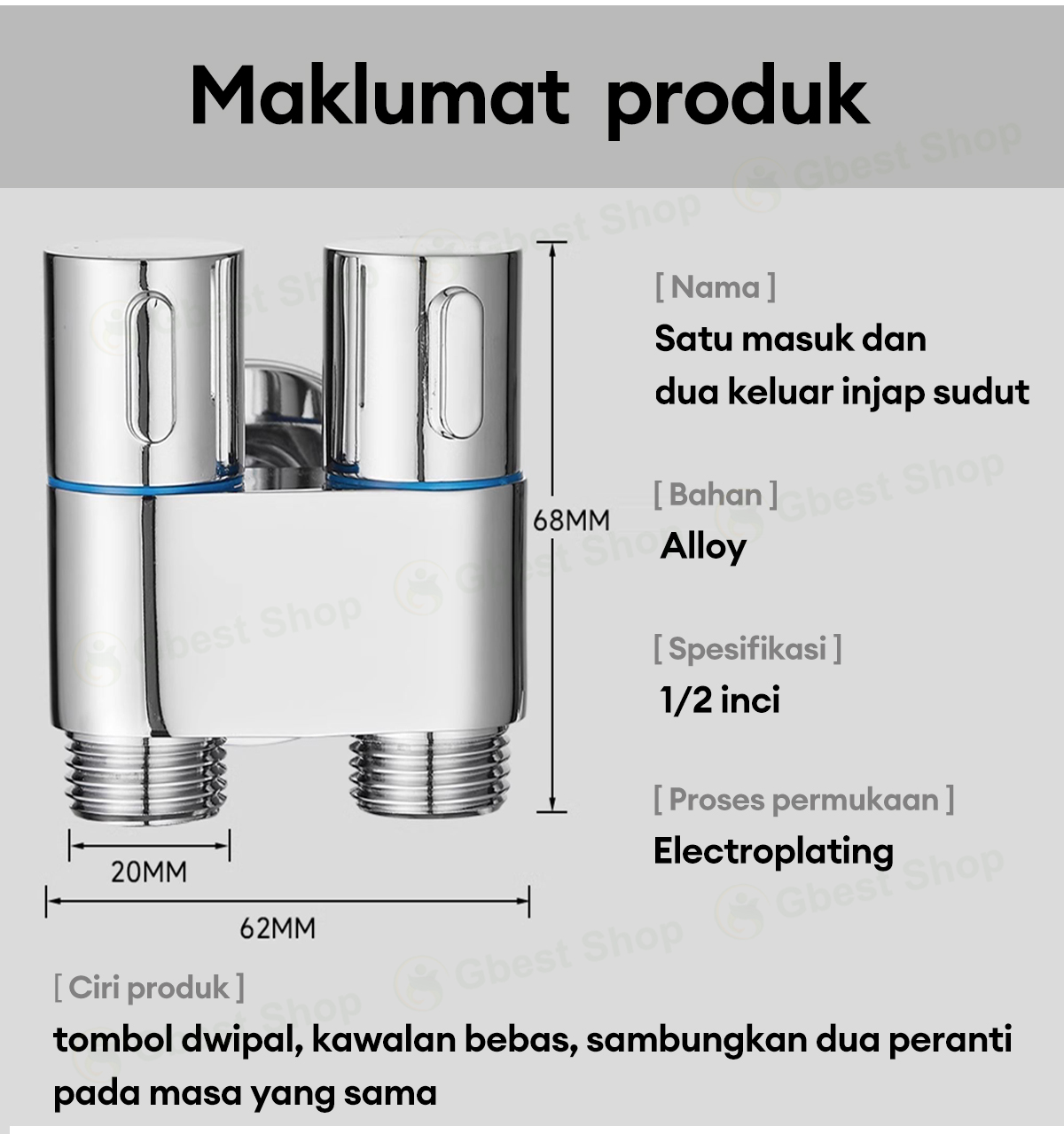 two way water valve Dual Control Valve Washing Machine Bidet Bathroom ...