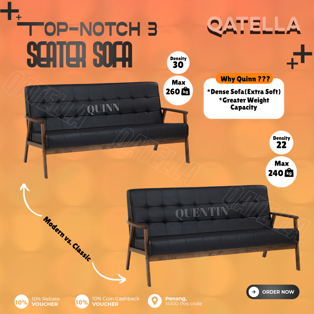 Qatella (Europe Export Quality) Quinn and Quentin 3 seater sofa/3 Seater Sofa Set/1+2+3 SofaSet ...