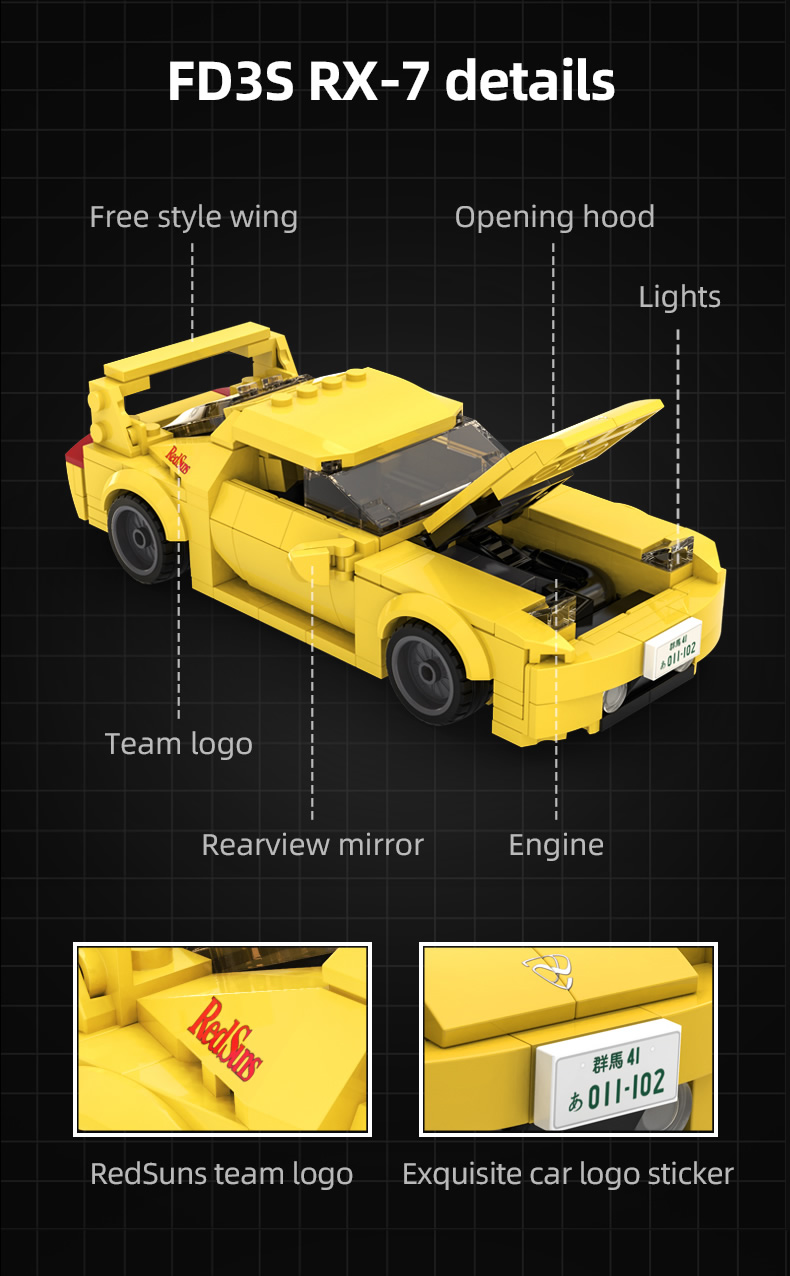 CaDA Initial D 1:24 Mazda RX-7 FD3S C55013W Block Toy Set (278 Pieces ...