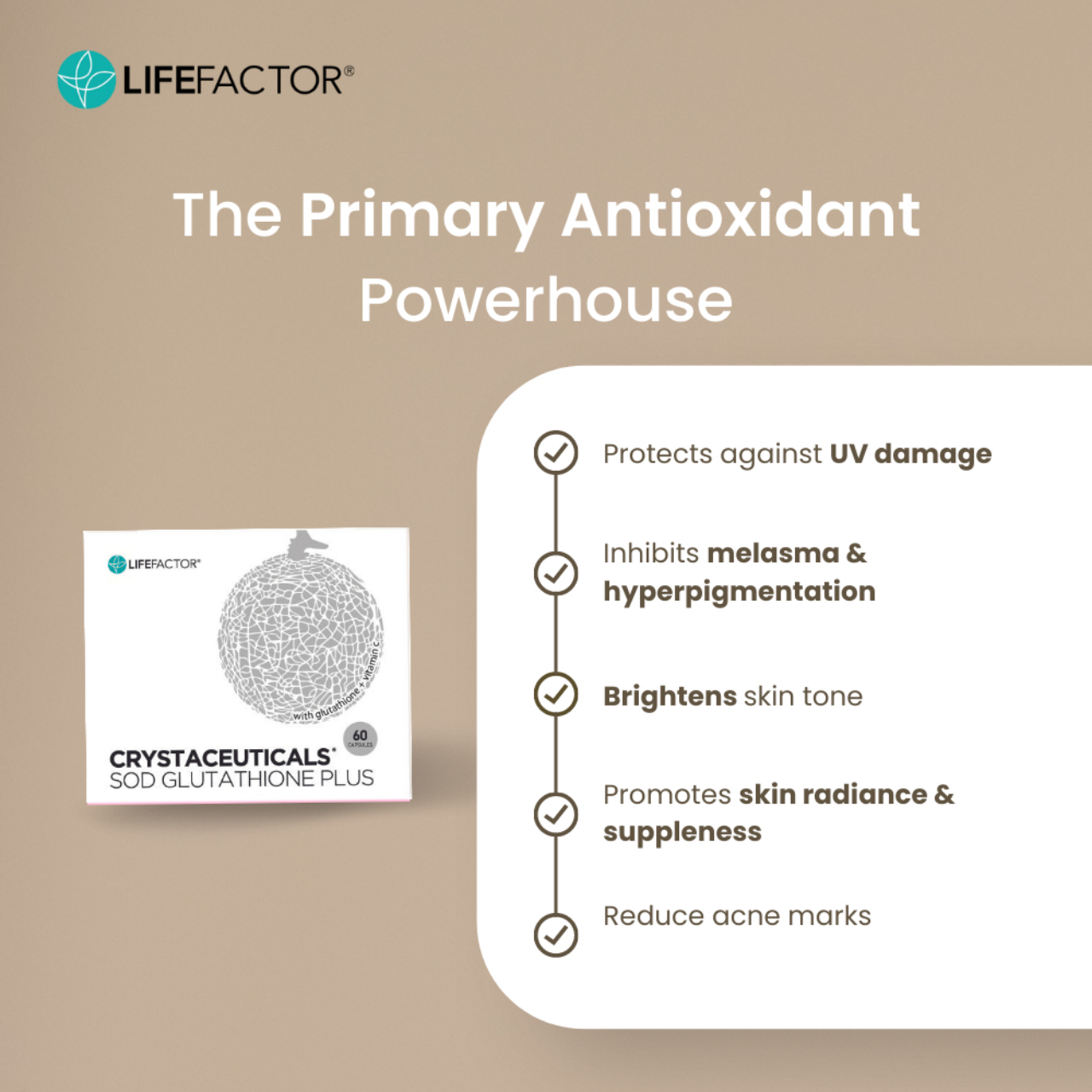 Life Factor Crystaceuticals ® SOD Glutathione Plus Perfecting Skin ...
