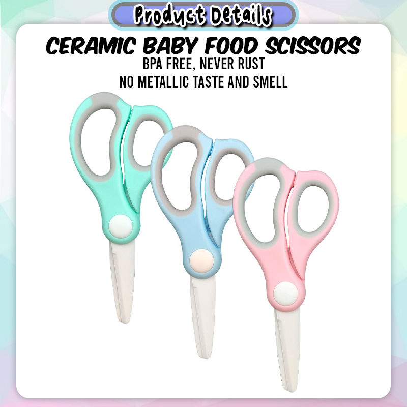 [Happy Kids] Stainless Steel Food Scissors Baby Food Scissors With Case ...